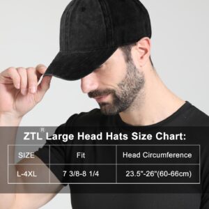 Oversize XXL Washed Cotton Baseball Cap, Extra Large Hat for Big Heads 23.5"-26", Plus Size Unstructured Denim Dad Hats