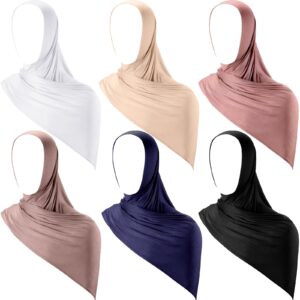 handepo instant hijab jersey hijab for women muslim head scarf lightweight long soft hijab shawl stretch scarf wrap (multicolor,6 pcs)