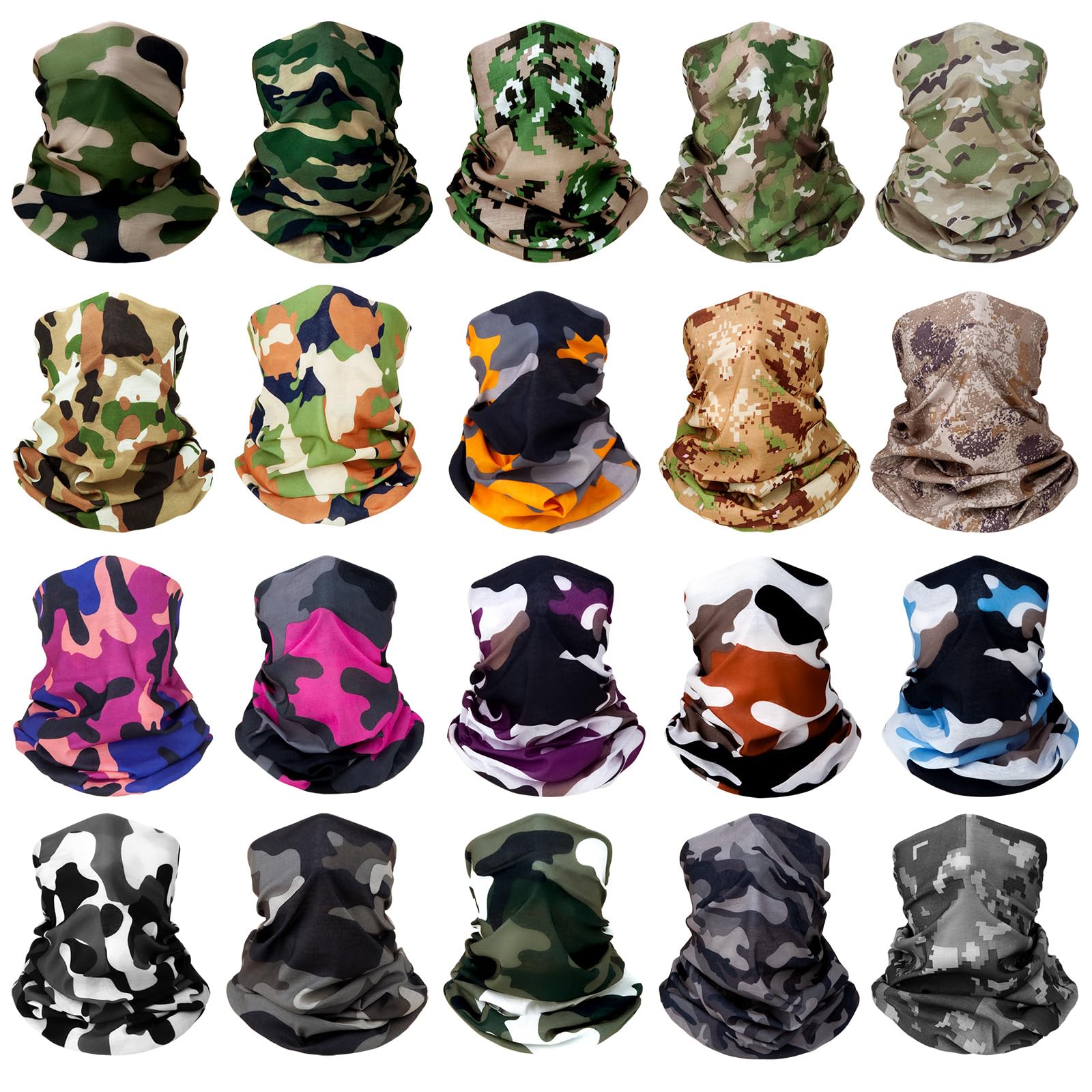 20 pcs Breathable Neck Gaiter Face Scarf Mask for Men Women Sun Protection Bandana Hiking, Cycling, Sports, Fishing (style B)