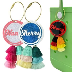 ubjva personalized bag accessories charm custom bag tassel charm name keychain bag charm for beach tote backpack diaper bag