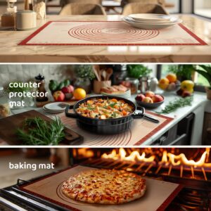 28x20 Inch Extra Large Silicone Pastry Mats for Rolling Dough Non Slip-Silicone Dough Mat for Counter, Large Silicone Baking Mat, Reusable with Measurements - For Cookies, Bread, Pizza, Fondant, etc.