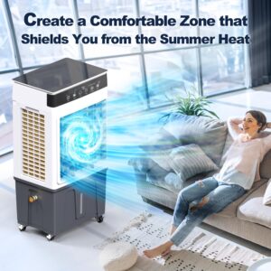 Swamp Cooler, 3800 CFM 3-in-1 Evaporative Air Cooler with 7.6 Gal Water Tank, 120° Oscillation, 3 Speeds 3 Modes, 12 H Timer, Remote, 4 Ice Packs, Portable Air Conditioner for Indoor＆Outdoor