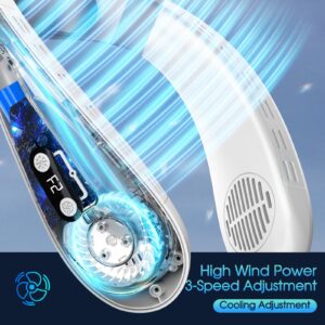 FAMOTANSIA Neck Fan with Cooling Plate｜Neck Air Conditioner｜4400mAh Rechargeable Battery Operated｜Cooling Neck Fan for Women and Men(White)