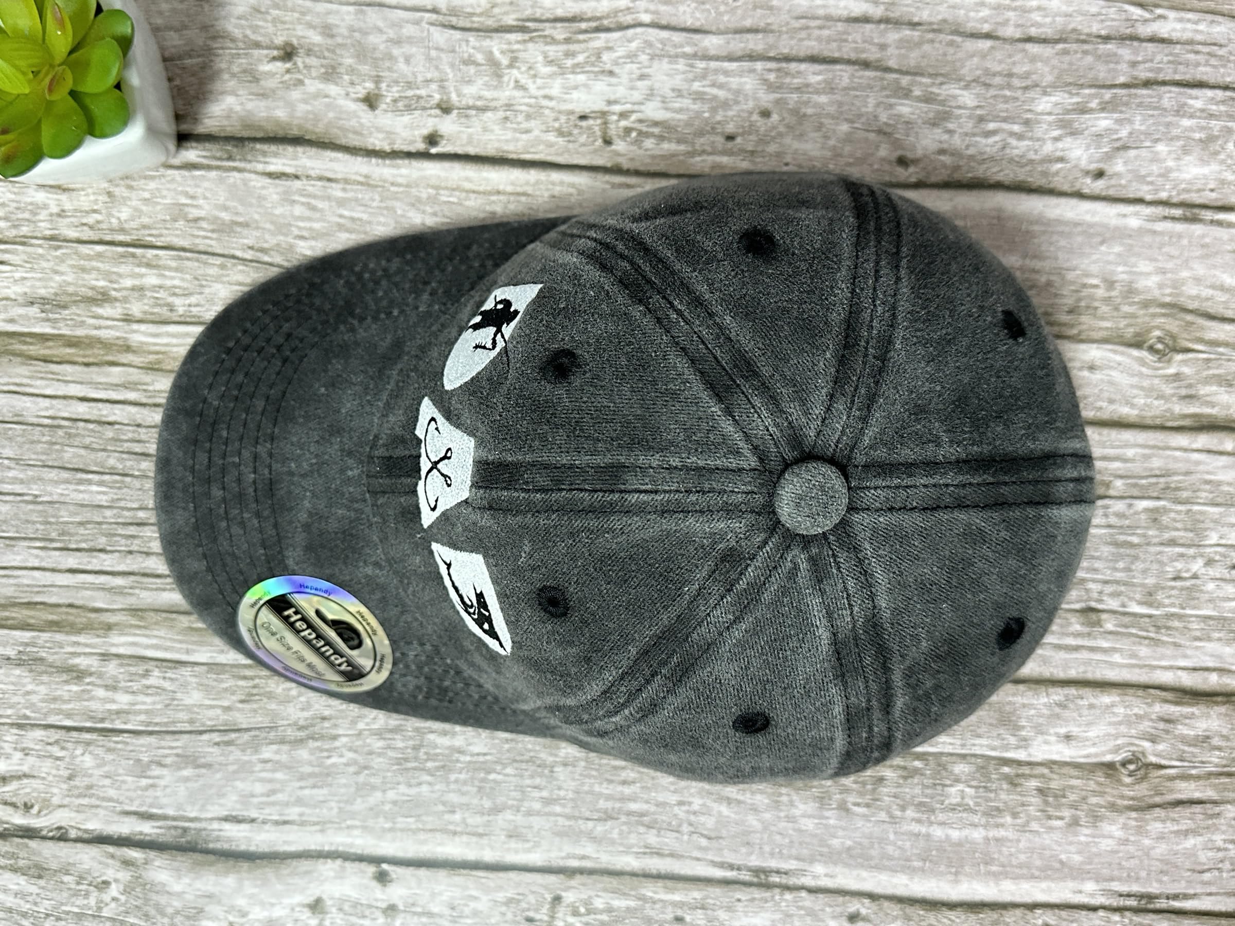 Hepandy Embroidered Fishing Dad Hat for Men, Gift for Father Daddy Papa, Washed Black Embroidery Trucker Hats Baseball Cap