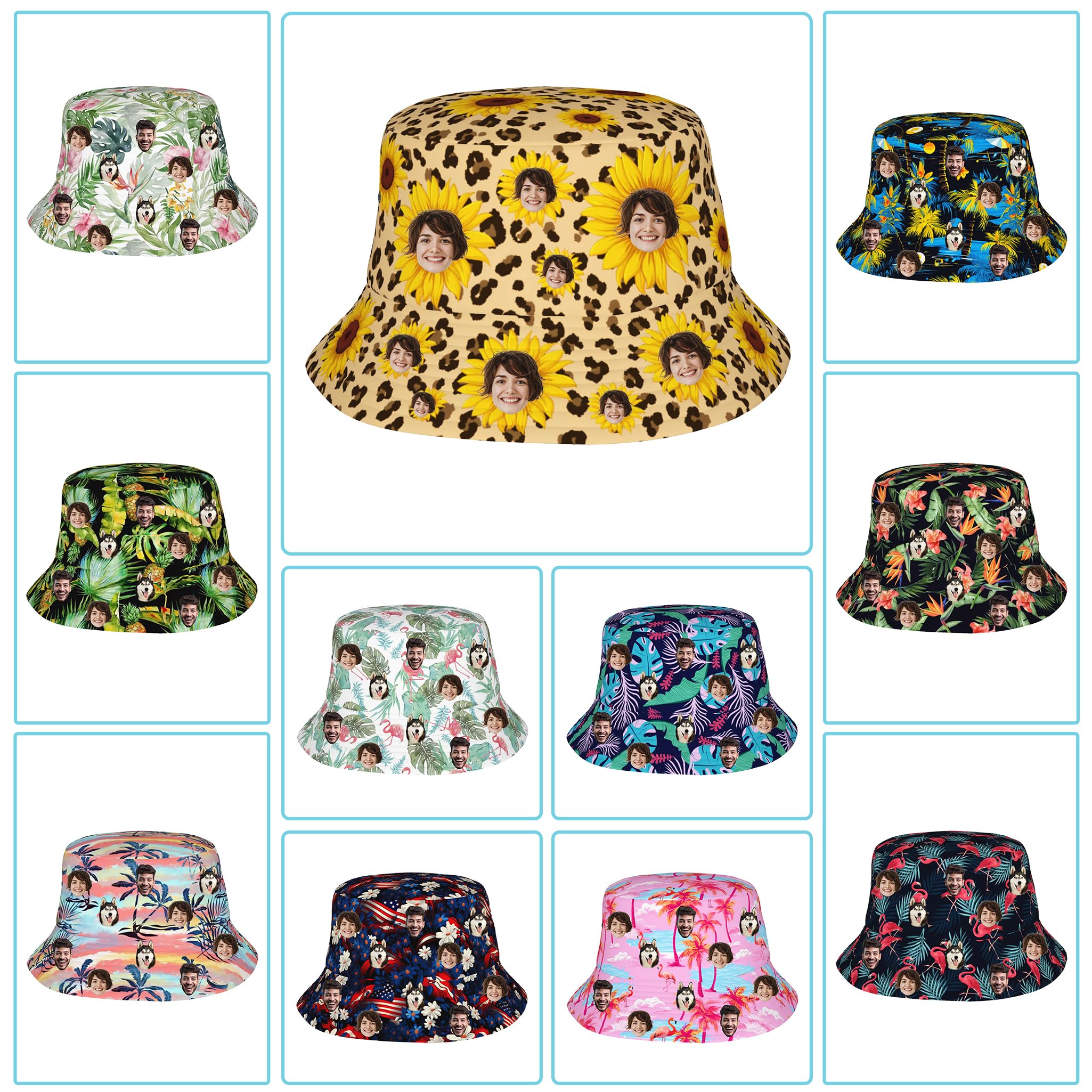 Custom Bucket Hats for Women Men Personalized Design Your Own Text Logo Photo Fisherman Hat for Beach Travel (Hawaii-22)