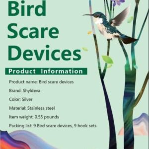 Bird Deterrents for Outside, Reflective 3D Stainless Steel Wind Spinners, Garden Decor, Bird Scare Devices to Keep Woodpeckers, Pigeons Away from Your House, Patio, Orchards