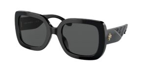 tory burch ty7179u 170987 54mm black/solid grey cateye sunglasses for women + bundle with designer iwear complimentary eyewear kit