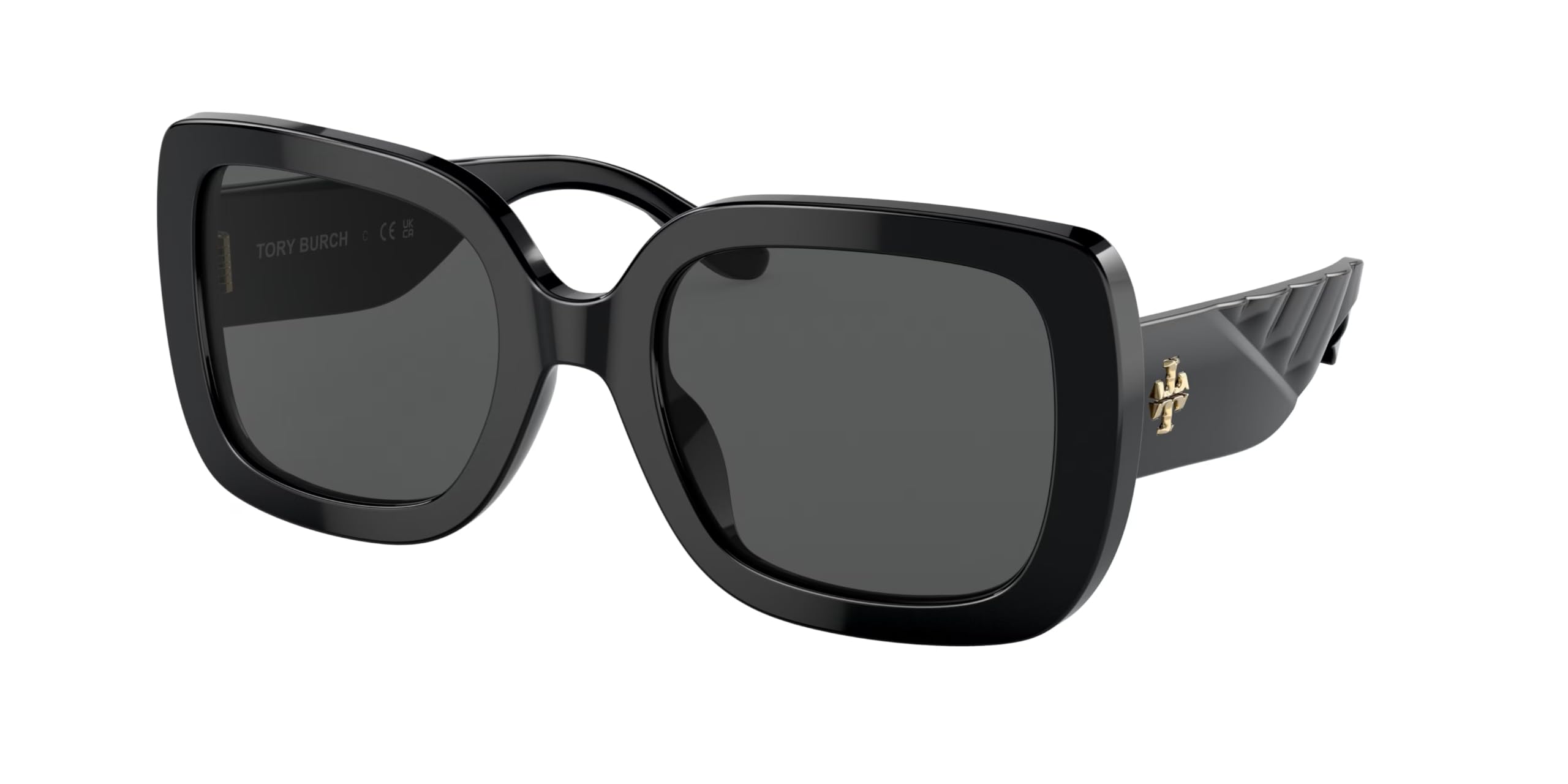 Tory Burch TY7179U 170987 54MM Black/Solid Grey Cateye Sunglasses for Women + BUNDLE With Designer iWear Complimentary Eyewear Kit