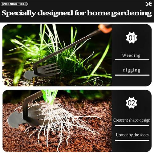 Weed Puller Tool-Weeding Artifact Uprooting Weeding Tool | 2024 Enhanced Weed Remover tool | 4-Tine Stainless Steel Weeder Tool,Multi Function Garden Tools fro Efficient Weed Extraction (1, upgrade)