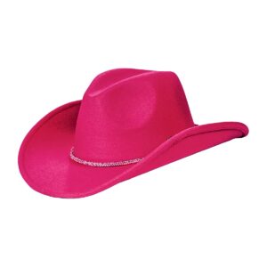 funky junque women's cowboy hat - felt w/rhinestone string - hot pink