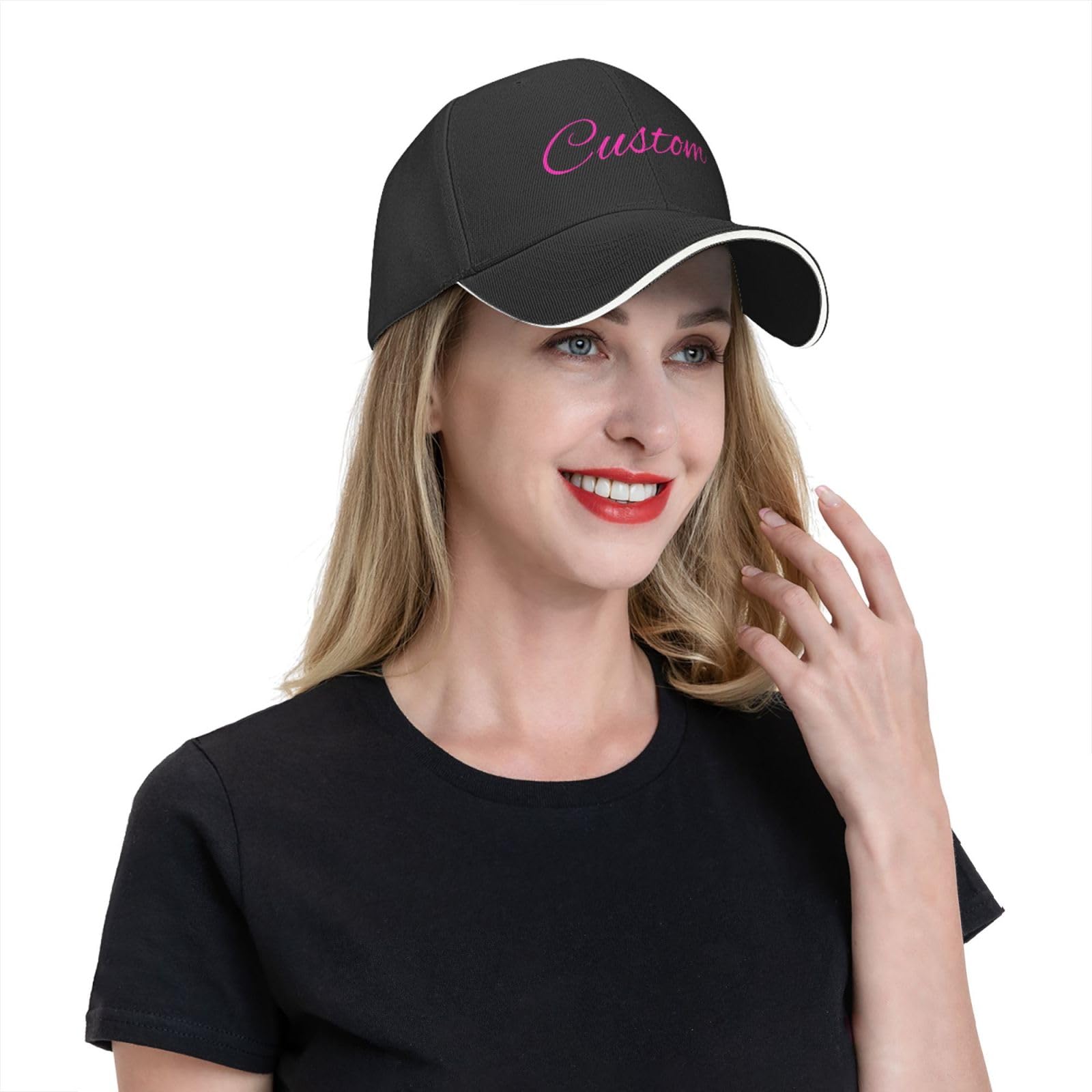 Generic Custom Baseball Cap Personalized Baseball Cap Custom Baseball Hat with Text Logo Design Your Own Custom Hats for Men Women Black