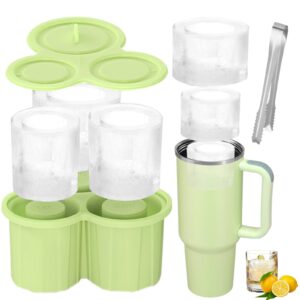 AKIKI Ice Cube Tray for Tumbler Cup, Silicone Ice Cube Molds With Lid and Clip for Freezer, Chilling Cocktails, Whiskey, Juice, Ice Drinks, Coffee,Compatible with 30-40Oz Tumbler (Citron), BG001