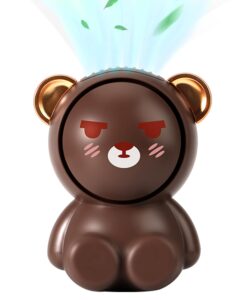 wegte bear fan, portable neck fan, cute handheld fan, rechargeable battery powered fan, 2 speed wind, bladeless design, exquisite appearance, gift for kids girls women, brown