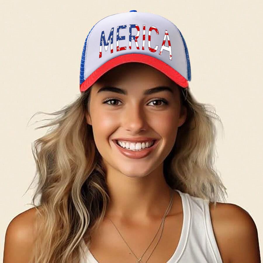 Danumei American Flag Hat USA Hat 4th of July Trucker Hats for Women Men Patriotic US Baseball Cap