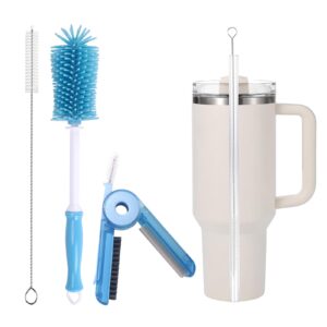 keuye 3 pack cup cleaning kit compatible with stanley,multipurpose cup cleaner kit with extra long nylon straw brush cleaner,3 in 1 bottle gap cleaner and long handle silicone brush cleaner