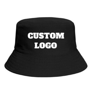 custom bucket hat for women men, personalized fisherman hat black white bucket hat outdoor travel cap (polyester, black)