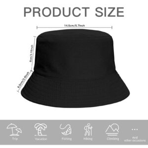 Custom Bucket Hat for Women Men, Personalized Fisherman Hat Black White Bucket Hat Outdoor Travel Cap (Polyester, Black)