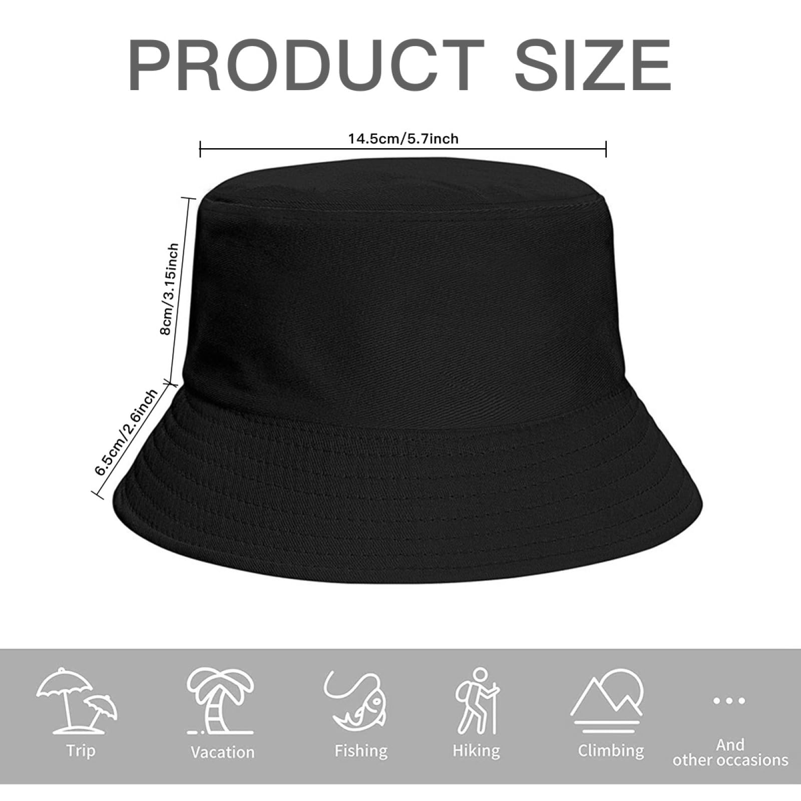 Custom Bucket Hat for Women Men, Personalized Fisherman Hat Black White Bucket Hat Outdoor Travel Cap (Polyester, Black)