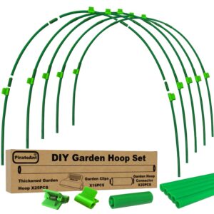 pirateant greenhouse hoops set for diy grow tunnel，thickened high tenacity pp garden hoops for row cover，green garden hoops for raised beds，diy plant support garden stakes, 25pcs