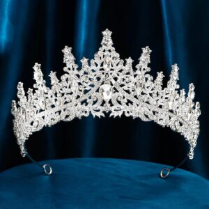 Generic Queen Crown Silver Wedding Crystal Tiaras Rhinestone Wedding Crowns and Tiaras for Women Costume Party Hair Accessories Princess Birthday Crown