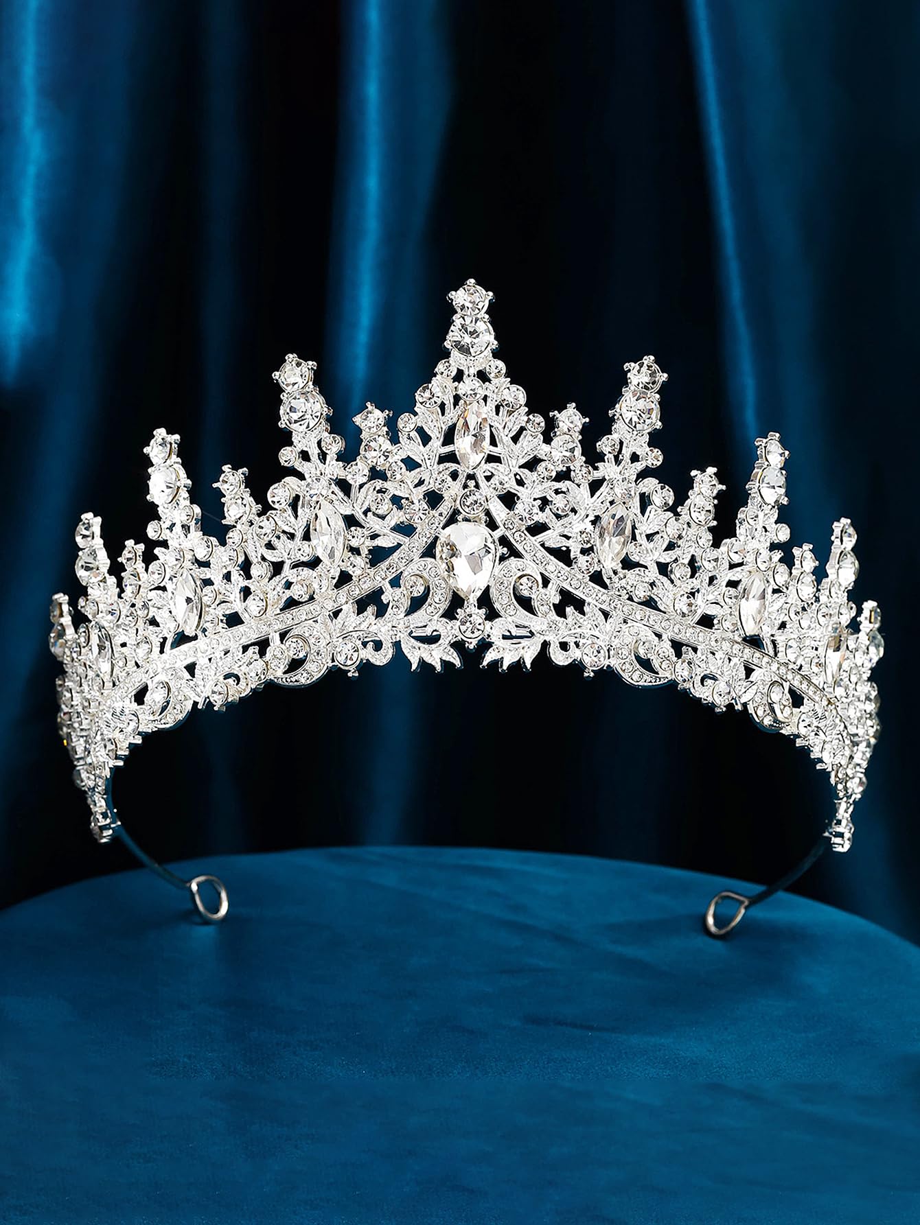 Generic Queen Crown Silver Wedding Crystal Tiaras Rhinestone Wedding Crowns and Tiaras for Women Costume Party Hair Accessories Princess Birthday Crown