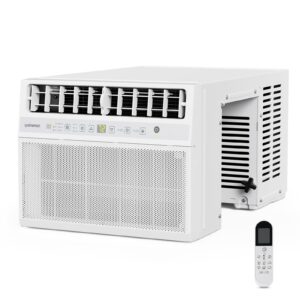 upstreman 8100 btu window air conditioner, cools up to 380 sq. ft, full view, with open window flexibility, energy saving, remote control (fits up to 11" wide window sill)-n2