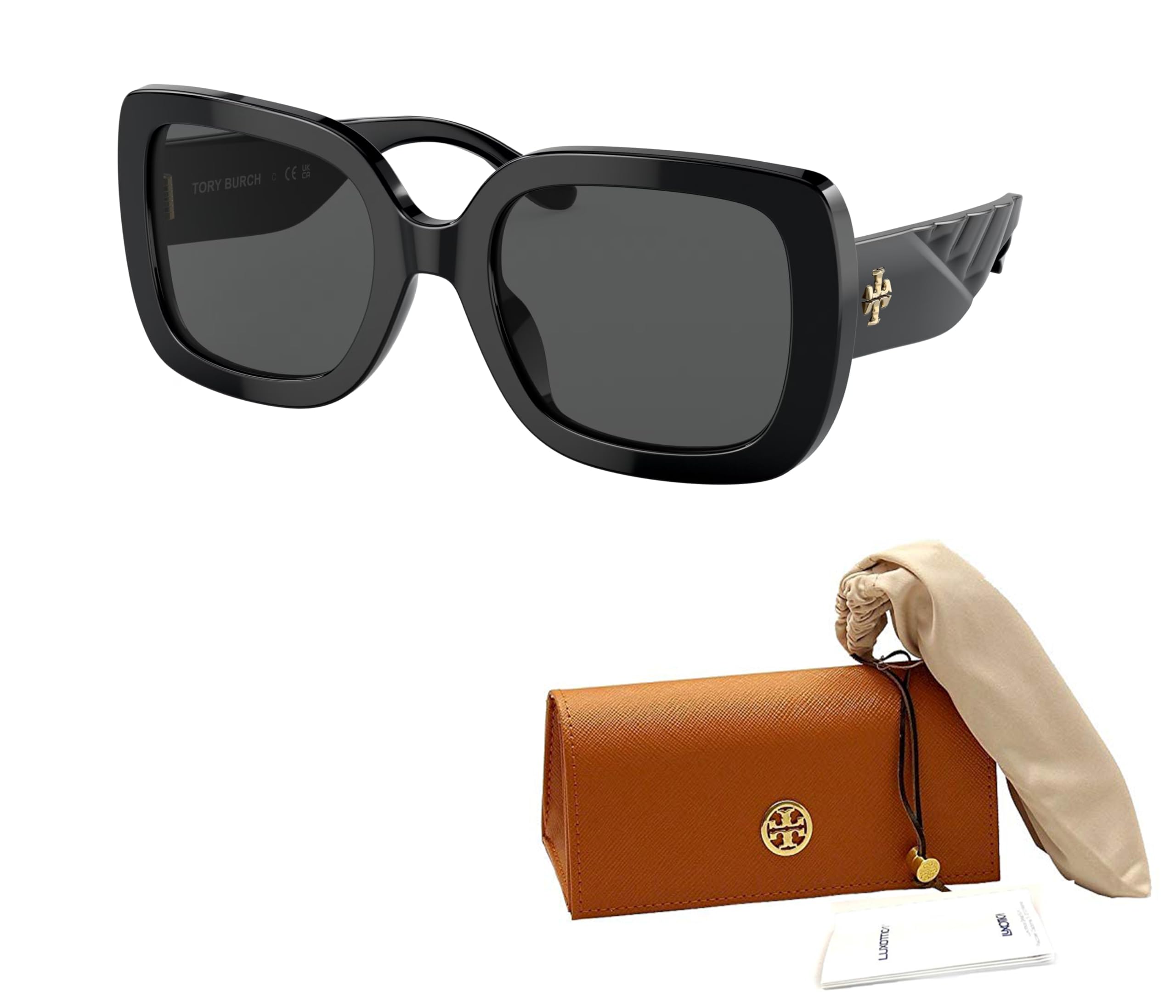 Tory Burch TY7179U 170987 54MM Black/Solid Grey Cateye Sunglasses for Women + BUNDLE With Designer iWear Complimentary Eyewear Kit