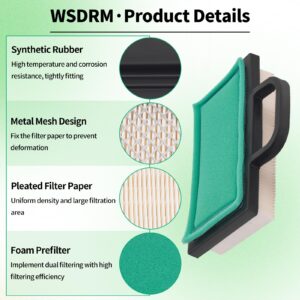 WSDRM 499486 698754 YTH2348 Air Filter with 273638 Pre Filter for BS 18-26 HP Intek V-Twins Engine JD L111 LA120 LA130 LA135 LA140 D140 D130 Z425 X130R X140 X155R YTH2448 YTH2454 Lawn Mower Tractor