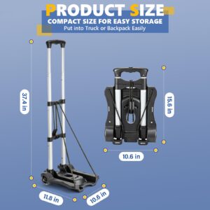 Gorpuire Small Folding Hand Truck Dolly with 2 Wheels, Foldable Luggage Cart, Lightweight Aluminum Collapsible Trolly Portable Dolly for Moving Airport Travel Use