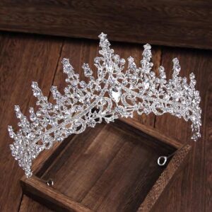 Generic Queen Crown Silver Wedding Crystal Tiaras Rhinestone Wedding Crowns and Tiaras for Women Costume Party Hair Accessories Princess Birthday Crown