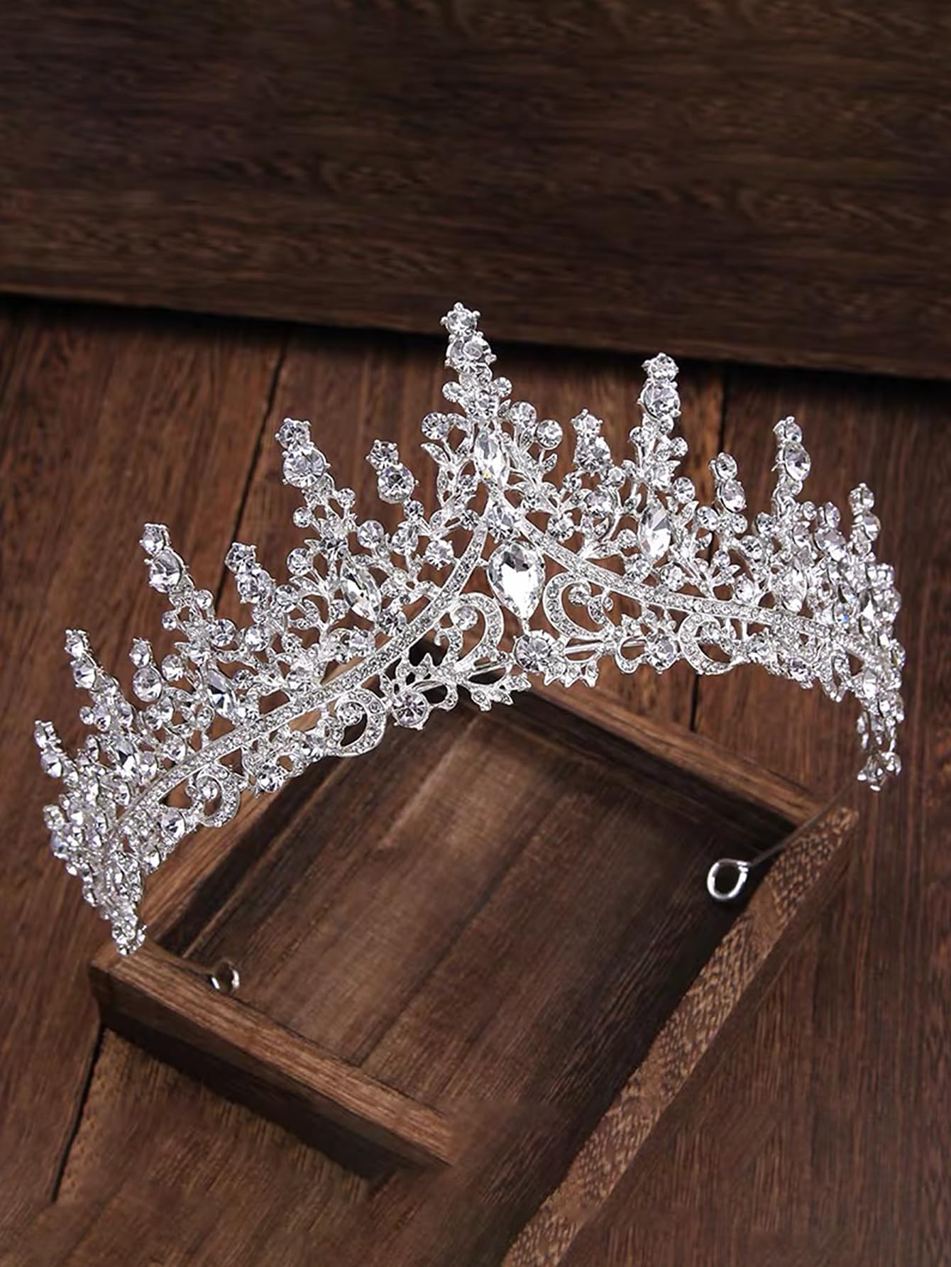 Generic Queen Crown Silver Wedding Crystal Tiaras Rhinestone Wedding Crowns and Tiaras for Women Costume Party Hair Accessories Princess Birthday Crown