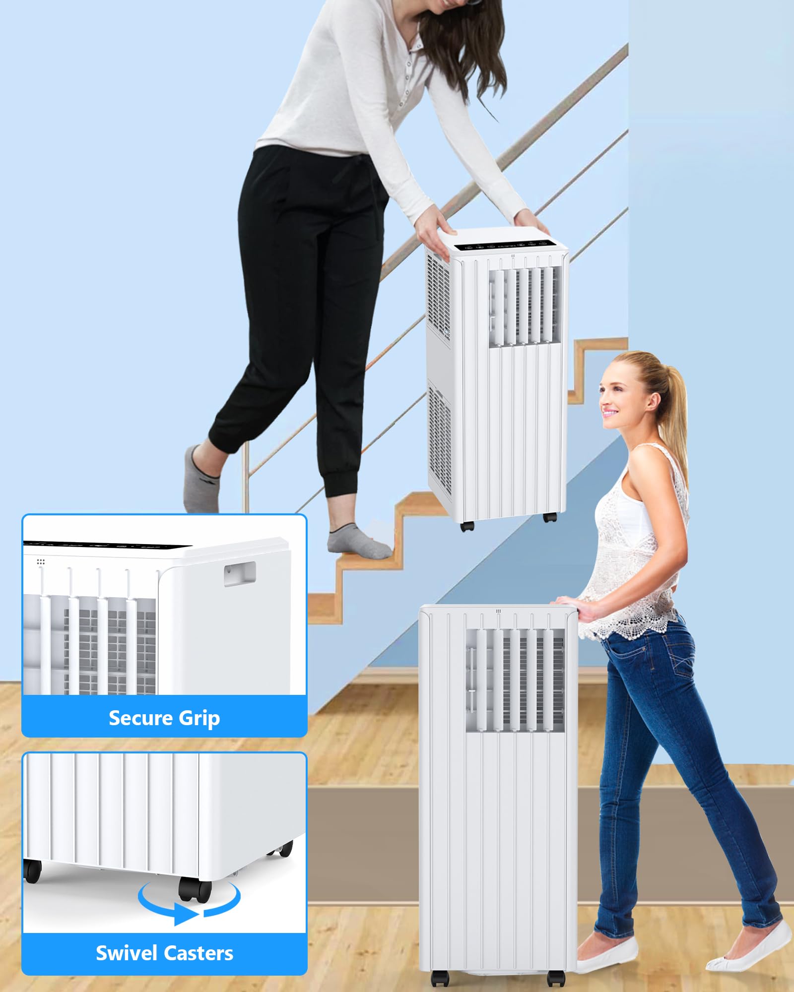 Takywep Portable Air Conditioner,8000BTU(ASHRAE) Potable AC with Dehumidification and Fan Function,Remote Control Air Conditioner for Bedroom Kitchen Office,Cooling Area up to 300 Sq.Ft