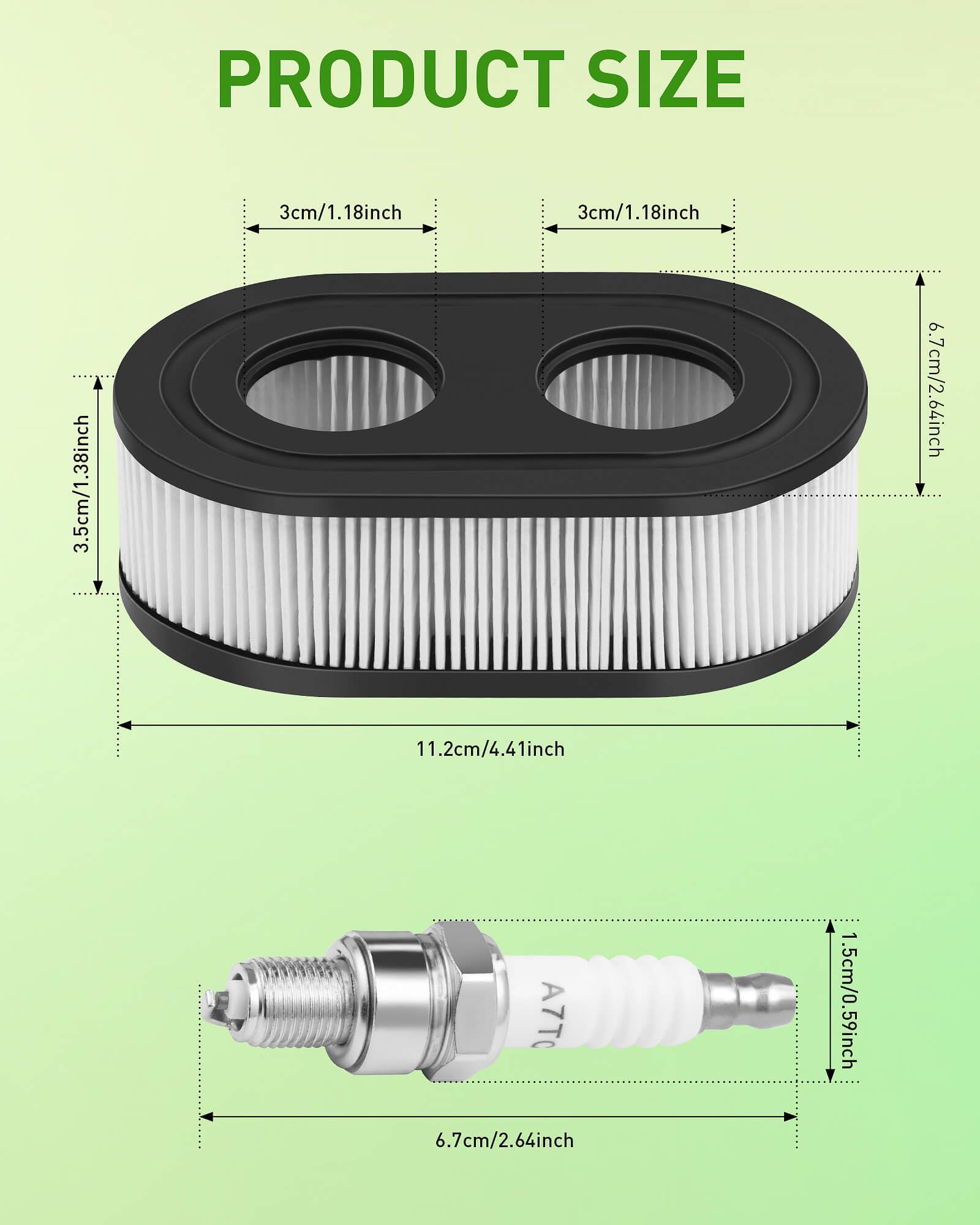 593260 Air Filter, 798452 334404 Air Cleaner Cartridge Filter, 2PCS Walk Behind Lawn Mower Air Fliter with 1PCS Spark Plug for 4247 5432 5432k 09P00 09P702 550E 500EX 550EX 625 575EX