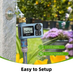 Hose Timer with Brass Inlet, Water Timer for Garden Hose Faucet, Sprinkler Timer Outdoor, Irrigation Timer with Rain Delay/Manual for Garden/Outdoor Hose, Yard, Lawns, 1 Outlet