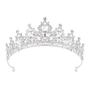 tiara for women, crown and tiara for girl princess, bride wedding happy birthday halloween cosplay hair accessories decorations (silver)