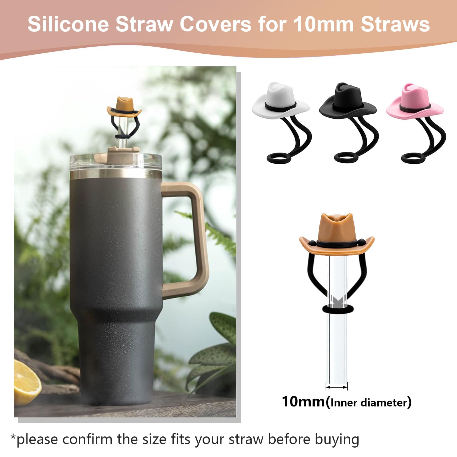 QikaherBK 4 Pcs Stanley Straw Cover Silicone Straw Toppers 10mm Straw Cover Cap for Stanley Cup 30&40 oz Cute Stanley Cup Accessories