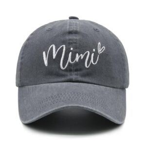 chilltreads mimi hat for women, adjustable embroidered baseball cap for grandma, grey