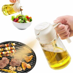 julehui oil dispenser bottle for kitchen - 16oz olive oil sprayer for cooking - food grade refillable glass oil spray