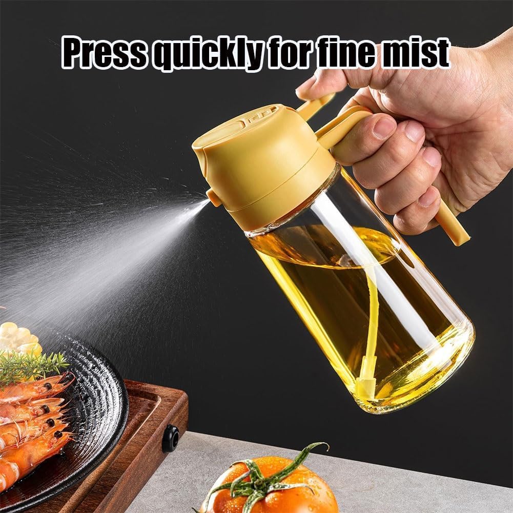 ZMPDJG 2 In 1 Oil Dispenser And Oil Sprayer, Oil Sprayer for Cooking, Cooking Oil Dispenser Sprayer, Oil Dispenser for Kitchen Spray, 2in1 Glass Olive Oil Dispenser Bottle (Black, 470ML)