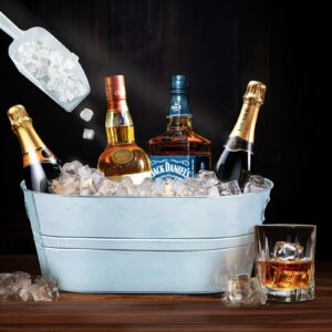 4 Pack Galvanized Metal Ice Buckets, 3 Gallon Large Ice Buckets for Parties Wine Beverage Tub with Carry Handle for Home/Bar Beer Champagne Cocktails Cooling Supplies