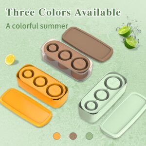 Likiyol Ice Cube Tray for Stanley Cup, Silicone Ice Cube Tray with Lid and Bin for Freezer, 3 Hollow Large Cylinder Tumbler Ice Cube Mold for Drink, Juice, Cocktail, Whiskey, 20Oz/30Oz/40Oz, Green