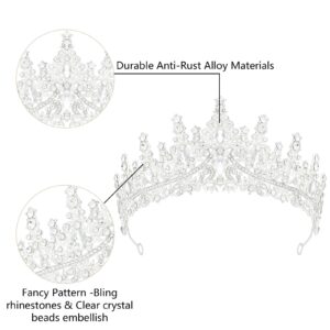 Generic Queen Crown Silver Wedding Crystal Tiaras Rhinestone Wedding Crowns and Tiaras for Women Costume Party Hair Accessories Princess Birthday Crown