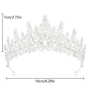 Generic Queen Crown Silver Wedding Crystal Tiaras Rhinestone Wedding Crowns and Tiaras for Women Costume Party Hair Accessories Princess Birthday Crown