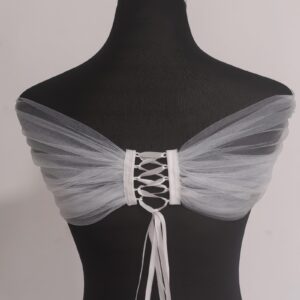 DIMNIE White Tulle Bridal Shawl, Fashionable Wedding Accessories, with Both Arms Covering The Party Cape (VPG15B)