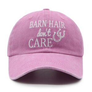 chilltreads barn hair don't care hat for women, adjustable embroidered baseball cap for horse lover, pink