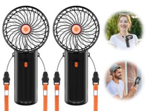 isfofo mini handheld fan 2 pack, portable hand held fan for travel 4 speeds, cooling personal fans usb rechargeable battery operated, 180° foldable travel small fan for outdoor beach camping office