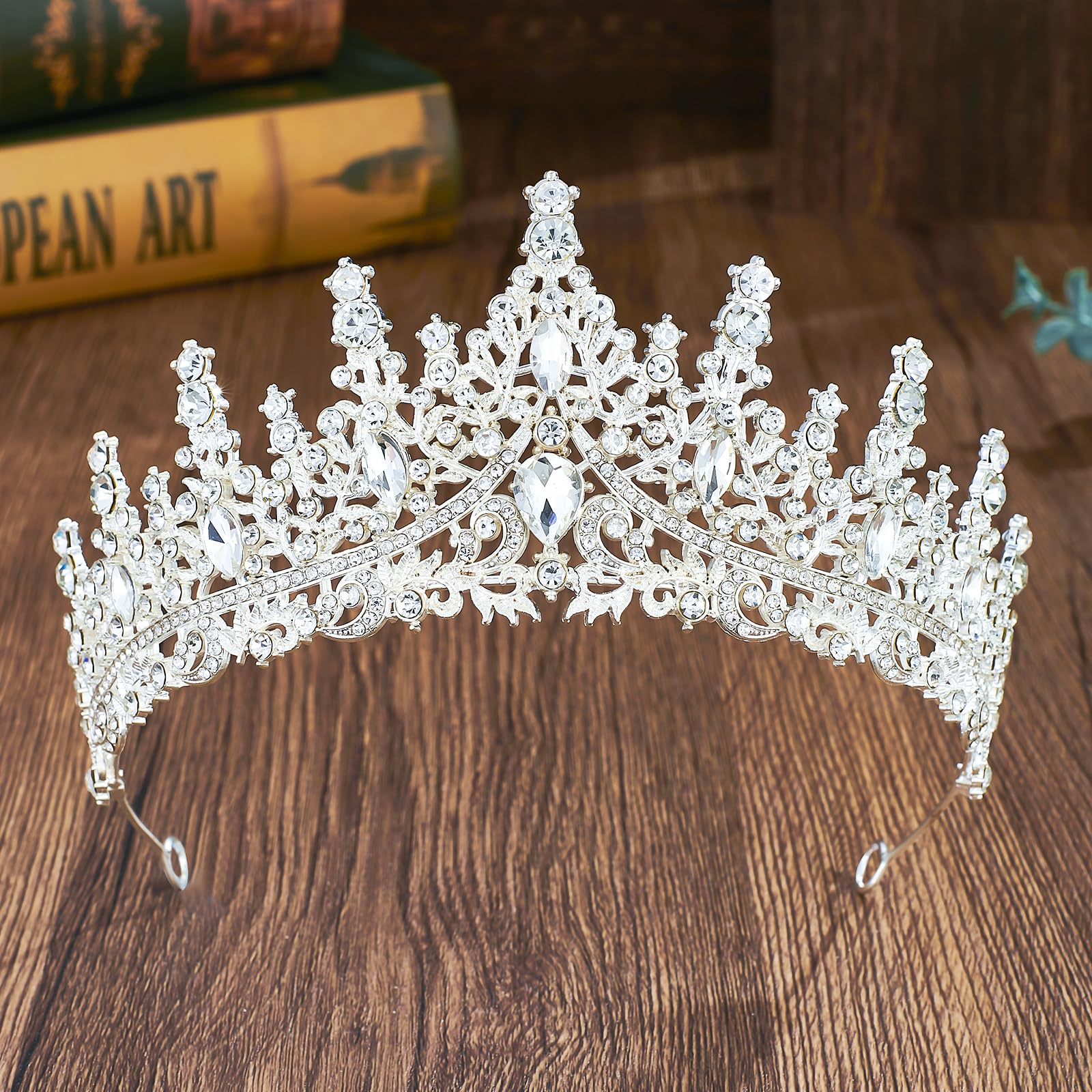 Generic Queen Crown Silver Wedding Crystal Tiaras Rhinestone Wedding Crowns and Tiaras for Women Costume Party Hair Accessories Princess Birthday Crown