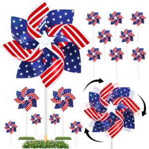 gushu 20pcs fourth of july pinwheels,red white and blue 4th of july decorations american flag pinwheel, garden wind spinners patriotic yard outdoor decor, memorial day independence party supplies