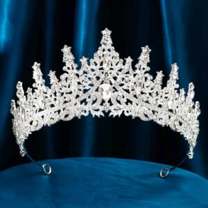 Generic Queen Crown Silver Wedding Crystal Tiaras Rhinestone Wedding Crowns and Tiaras for Women Costume Party Hair Accessories Princess Birthday Crown