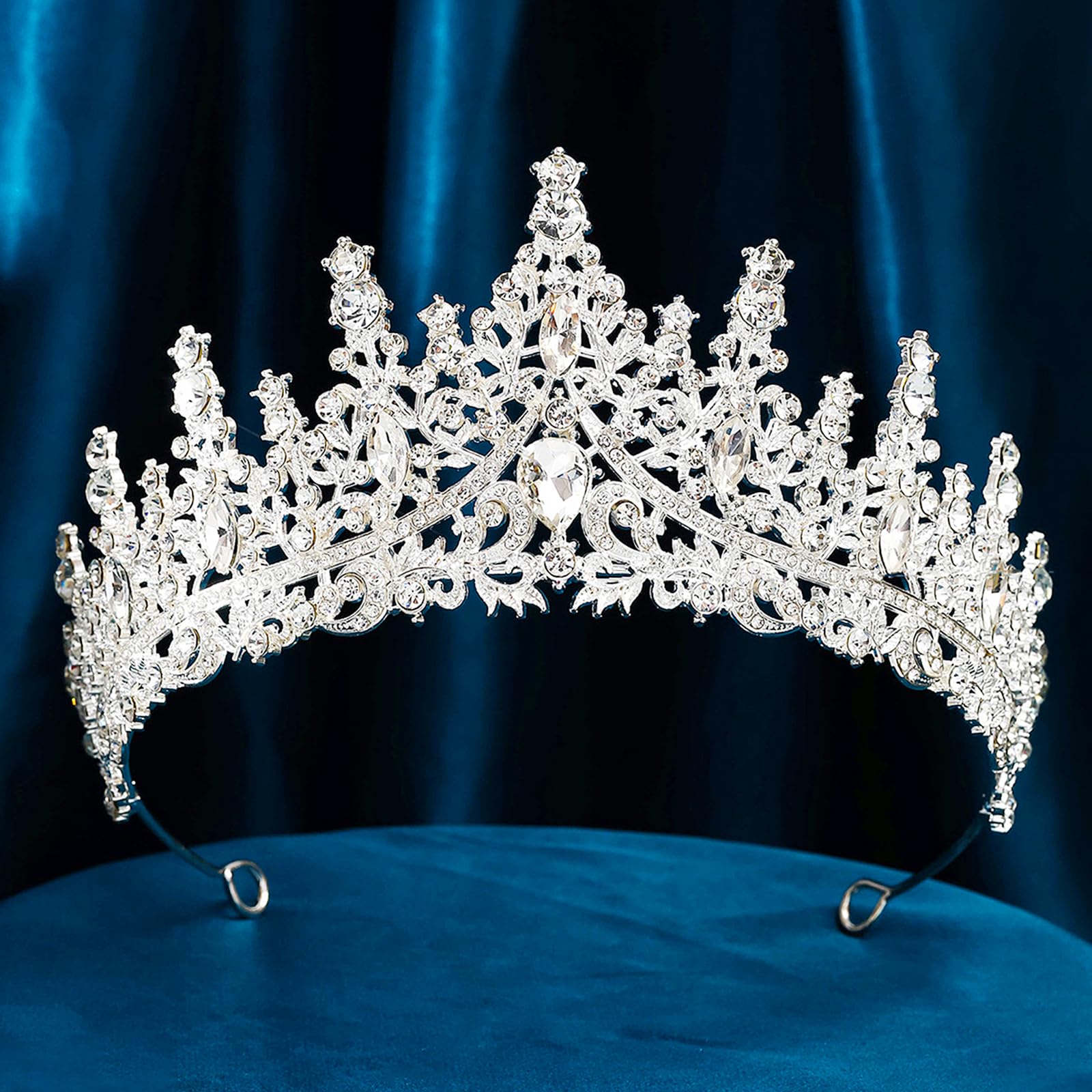 Generic Queen Crown Silver Wedding Crystal Tiaras Rhinestone Wedding Crowns and Tiaras for Women Costume Party Hair Accessories Princess Birthday Crown